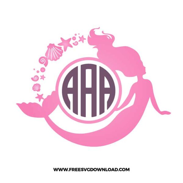 Mermaid Monogram SVG Free Cut Files | Free SVG Download