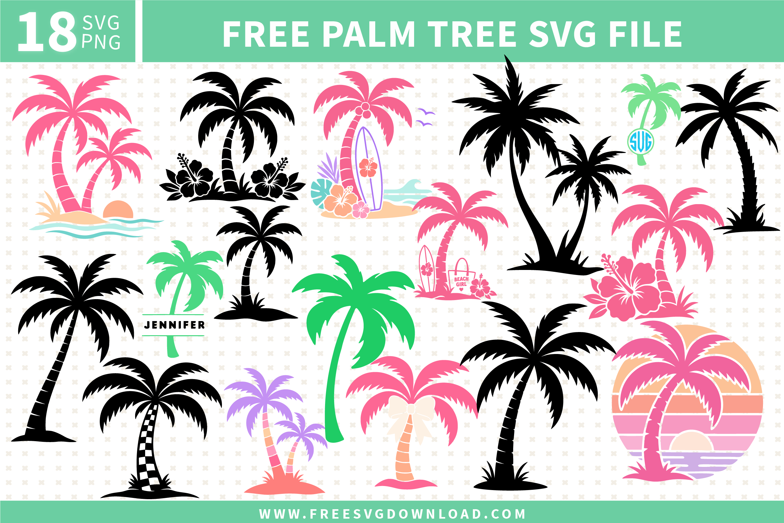Palm Tree SVG - 18 Tropical PNG Files | Free SVG Download