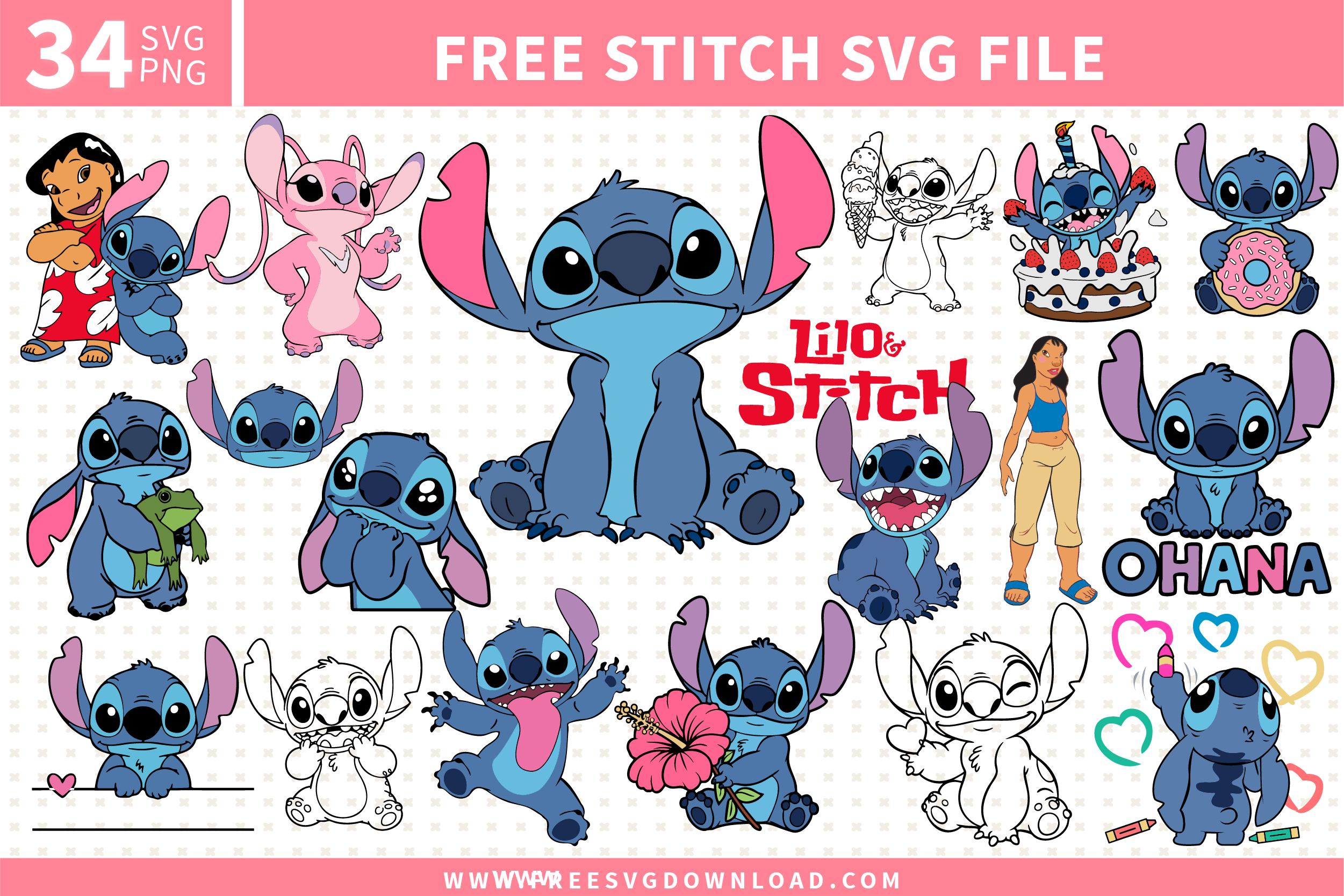 Stitch SVG Files Free Download | 34 Designs for Cricut